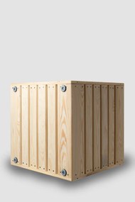 Vingo Sedací dřevěná kostka z masivu - přírodní, 45 x 45 x 45 cm