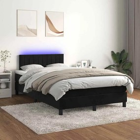 Box spring postel s matrací a LED černá 120 x 190 cm samet 3270167