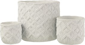 Bílý cementový květináč s drhaným vzorem Scrubb - Ø16*14 cm