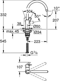 Grohe BauLoop - Dřezová baterie chrom