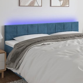 Čelo postele s LED tmavě modré 180x5x78/88 cm samet 3121676