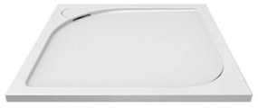 Mereo Čtvercová sprchová vanička s oblým krytem sif., 80x80x3 cm, vč. sif., bez nožiček, litý mramor - CV41CS