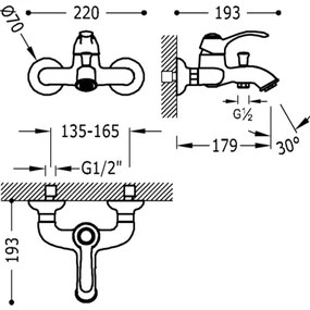 Tres Clasic vanová retro baterie matná mosaz  24217001LM