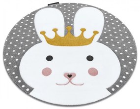 Dywany Łuszczów, Dětský kusový koberec Petit Bunny grey kruh, 160x160 (průměr) kruh, šedá, dětský pokoj