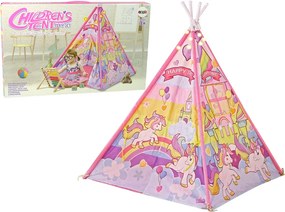 LEAN Toys Dětský svítící stan jednorožec a poníci růžový