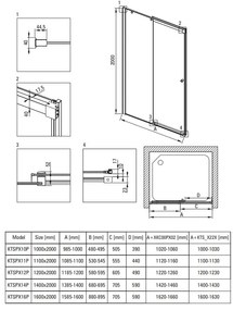 Deante Kerria Plus, posuvné sprchové dveře 140x200 cm, 6mm čiré sklo, černý profil, DEA-KTSPN14P