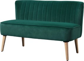 HOMCOM dvoumístná pohovka — kompaktní sametová pohovka do obýváku, ložnice a menších prostor, tmavě zelená (117 × 56,5 × 77 cm) | Aosom