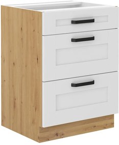 Kuchyňská skříňka LUNA 60 D 3S BB korpus: dub artisan, barva dvířek: bílá