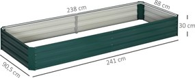 Outsunny Ocelový vyvýšený záhon, Zahradní bedna s chladným rámem, Interlocking, Květník pro rostliny a zeleninu 241x90.5x30cm pro zahradní terasu, pr…