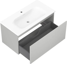 Mexen Orio, koupelnová skříňka 90 cm s umyvadlem Vela, 1 zásuvka, šedá matná/bílá matná, 91A10-09047-1-BF62-W23M01
