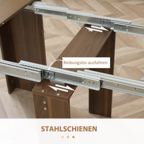 HOMCOM jídelní stůl rozkládací stůl rozkládací kuchyňský stůl jídelní stůl do obývacího pokoje jídelna moderní design hnědá 180 x 85 x 75cm | Aosom