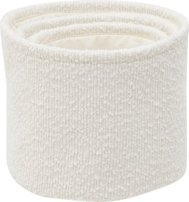 Sada 3 textilních košů BOUCLETTE, 14 x 14 x 11 cm - bílý