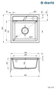 Deante ZQZ_T103 - Kuchyňský dřez ZORBA 44x44 cm granit/antracit
