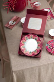 Pip Studio Flower Festival Oriental sada 4 kusů talířů Ø21cm, růžová (Luxusní dárkové balení 4 kusů talířů)