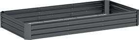Outsunny Zahradní Truhlík, Obdélníkový Vyvýšený Záhon s Bezpečnostním Okrajem a Otevřeným Dnem, pro Květiny a Bylinky, 240 x 120 x 30 cm, Tmavě Šedý