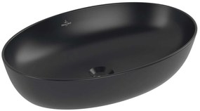 Villeroy & Boch Artis - Umyvadlo na desku 61x41 cm, bez přepadu, bez otvoru pro baterii, CeramicPlus, Pure Black 419861R7