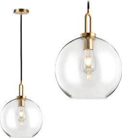 Toolight Toolight, skleněné kulové závěsné stropní svítidlo 25 cm APP630-1CP, zlatá, OSW-05635