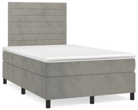 Box spring postel s matrací a LED světle šedá 120x190 cm samet 3270317