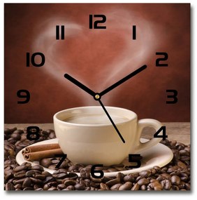 Wallmuralia Skleněné hodiny na stěnu Aromatická káva 30x30 cm