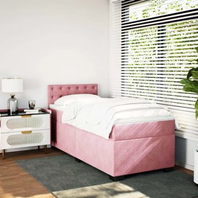 Box spring postel s matrací růžová 80 x 200 cm samet 3286179