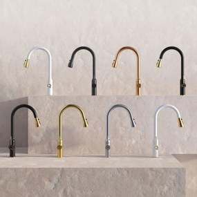 Kuchyňská dřezová baterie QUADRON JESSICA Q LINE s vytahovací sprchou v měděné barvě
