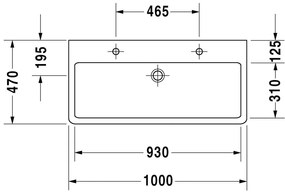 Duravit Vero - umyvadlo 100x47 cm na 2 baterie, broušené, bílá 0454100026