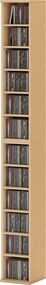 HOMCOM sada 2 sloupových regálů pro ukládání CD/DVD, 12 přihrádek, 21 x 22,5 x 88,5 cm, kapacita 204 CD, přírodní dřevěný vzhled