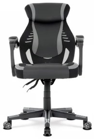 Herní křeslo šedé černé ekokůže MESH PCA mech KA-Y213 GREY