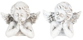 2 ks bílo šedý dekorativní andělíček S - 9*6*7 cm