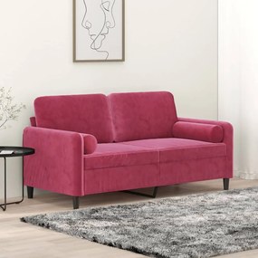 2místná pohovka s polštáři vínová 140 cm samet 3200885