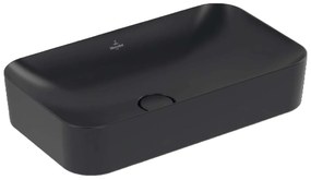 Villeroy & Boch Finion - Umyvadlo na desku 60x35 cm, bez přepadu, bez otvoru pro baterii, CeramicPlus, Pure Black 414361R7
