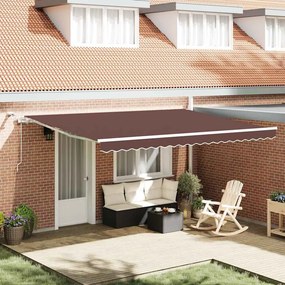 Automatická zatahovací markýza s LED hnědá 450 x 300 cm 3215382