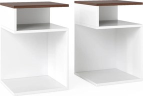 Costway Sada 2 odkládacích stolků ve tvaru S 2 otevřenými přihrádkami, noční