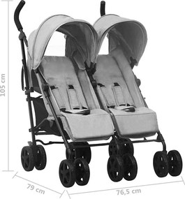 vidaXL Dvojitý kočárek ocel [10235] Barva: taupe