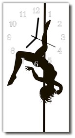 Skleněné hodiny vertikální Tanečnice na barevné trubce 30x60 cm