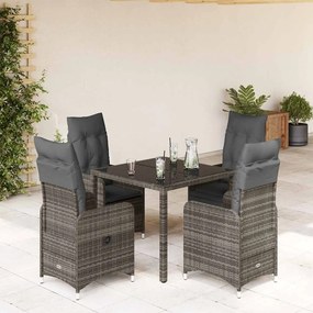 5dílný zahradní bistro set s poduškami šedý polyratan 3277033