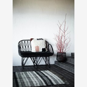 MADAM STOLTZ Černý úložný koš Bamboo Menší, černá barva, dřevo