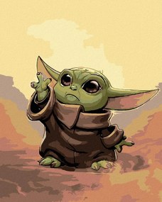 zuty malování podle čísel - baby yoda, 80x100 cm, bez rámu a bez vypnutí plátna
