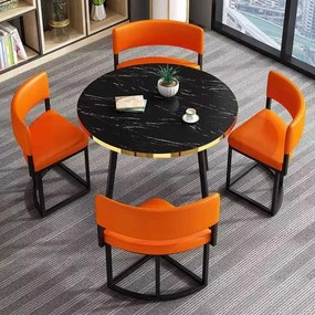 LuxuryForm DESIGN Jídelní set MONTE 4+1 - oranžový / černý