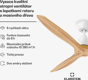 Klarstein Stropní ventilátor Santa Elena | 132 cm | 35 W | 25 m² | Tichý provoz | Dřevo