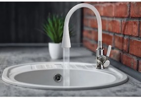 Invena Hula, vysoká dřezová baterie 2-funkční, bílá-chromová, INV-BZ-85-L02-L