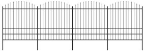 Zahradní plot s kopím nahoře ocelový 714,5 x 200 cm černý