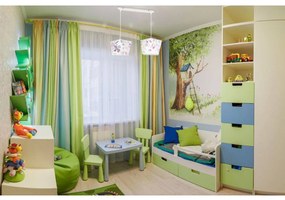 Dětské závěsné svítidlo Diamond, 2x bílé textilní stínítko se vzorem