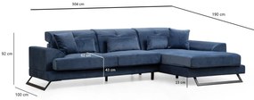 Atelier del Sofa Rohová sedací souprava Frido Right (L3+Chl) - Navy Blue, Modrá