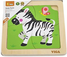 Dřevěné puzzle pro nejmenší Viga 4 ks Zebra