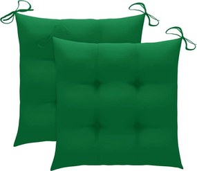 vidaXL Zahradní židle s mi poduškami 2 ks masivní teak [3062480] Barva: Zelená