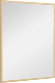 HOMCOM Obdélníkové Zrcadlo na Stěnu 90 x 70 cm, dřevěný rám, ideální do koupelny, obývacího pokoje nebo ložnice, přírodní