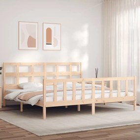 Rám postele s čelem 200 x 200 cm masivní dřevo,  3193031