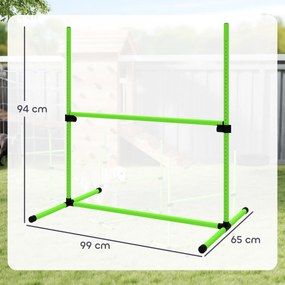 PawHut Agility set pro psy 4dílné výškově nastavitelné agility vybavení se 4 překážkami Přepravní taška 99 x 65 x 94 cm zelená