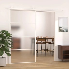 Posuvné dveře mléčné ESG sklo a hliník 102,5 x 205 cm bílé 151665
